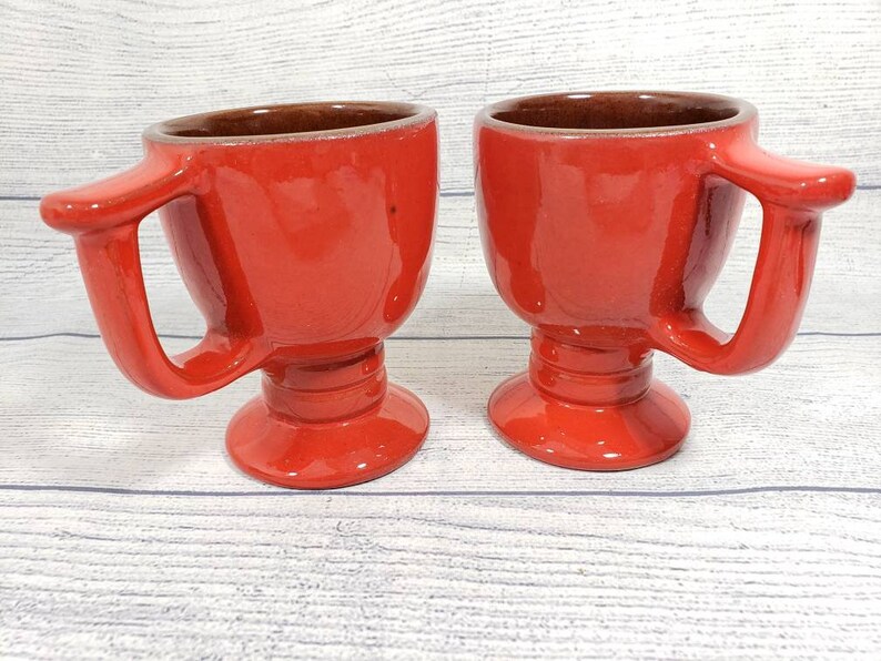 Frankoma Flame Red Pedestal Cups Cappuccino Cups Set of 2 - Etsy