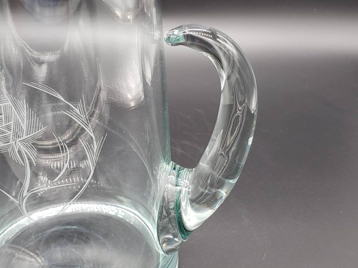 Etched Glass Cocktail Pitcher Art Deco Style Rose Design - Etsy