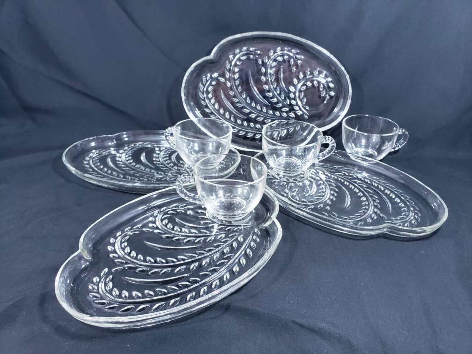 Vintage Federal Glass Homestead Snack Set in Original Box Set | Etsy