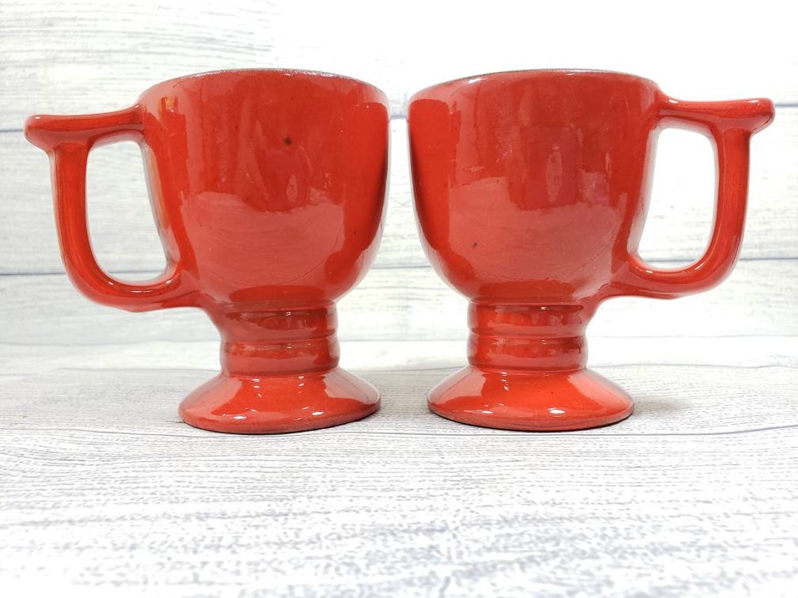 Frankoma Flame Red Pedestal Cups Cappuccino Cups Set of 2 - Etsy
