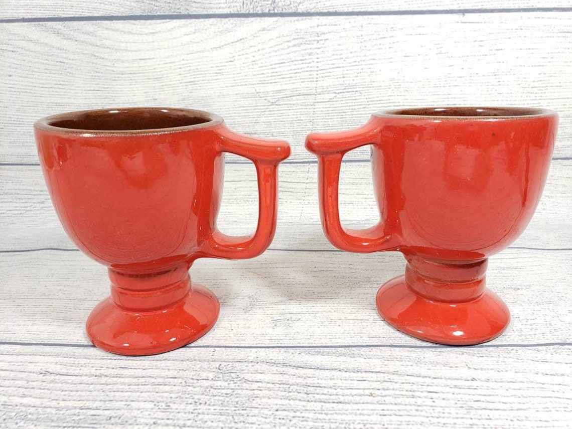Frankoma Flame Red Pedestal Cups Cappuccino Cups Set of 2 - Etsy