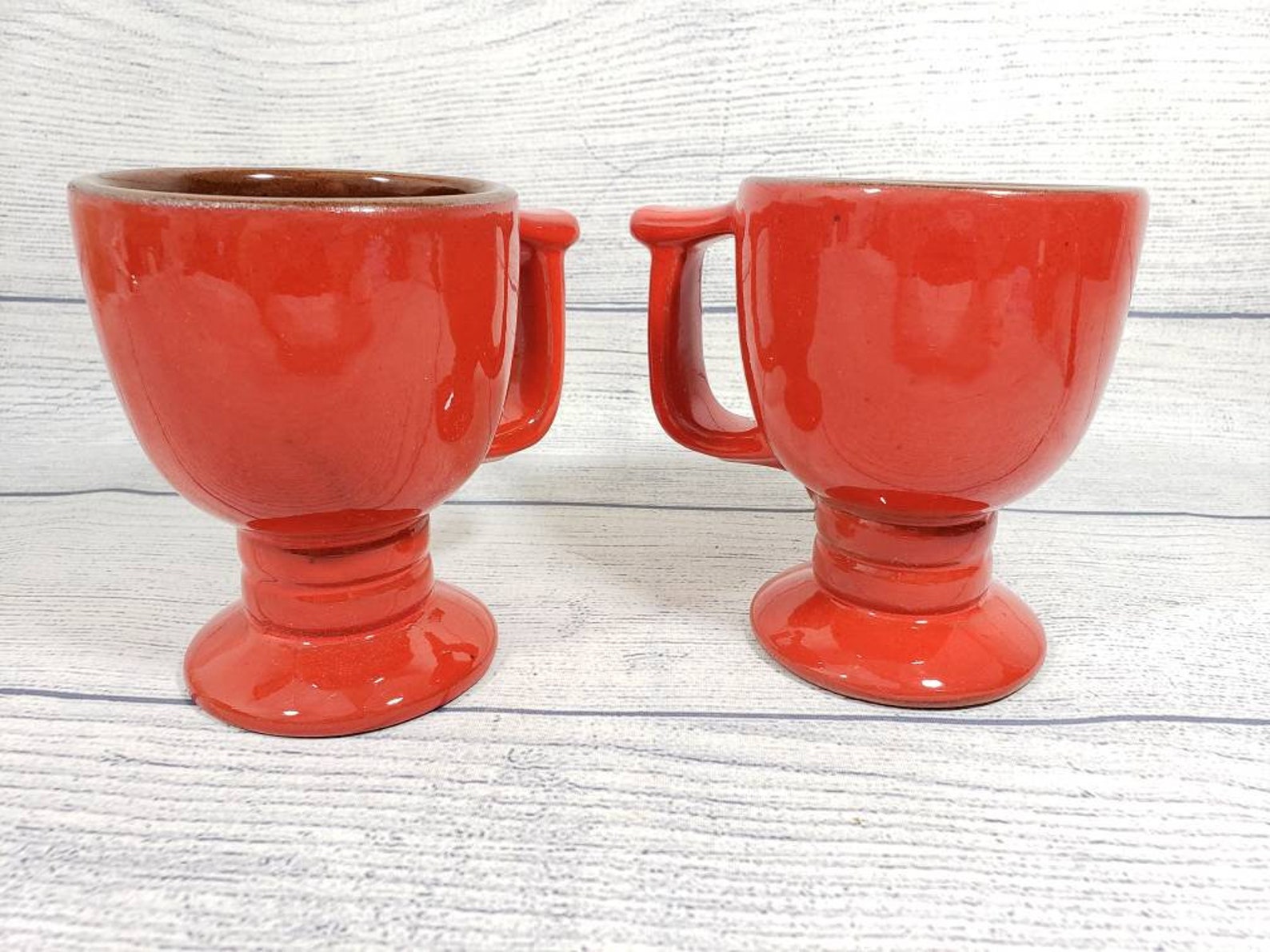 Frankoma Flame Red Pedestal Cups Cappuccino Cups Set of 2 - Etsy
