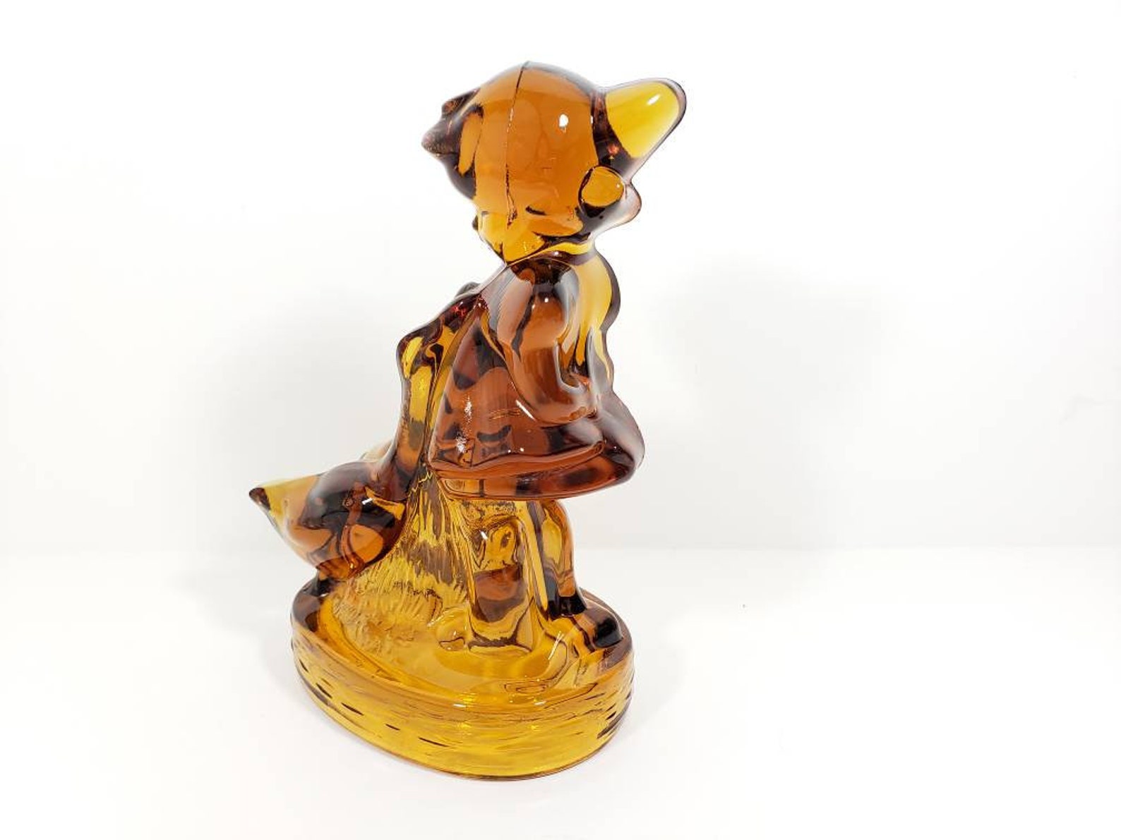 Amber Glass Girl Figurine LE Smith Girl Feeding Geese | Etsy