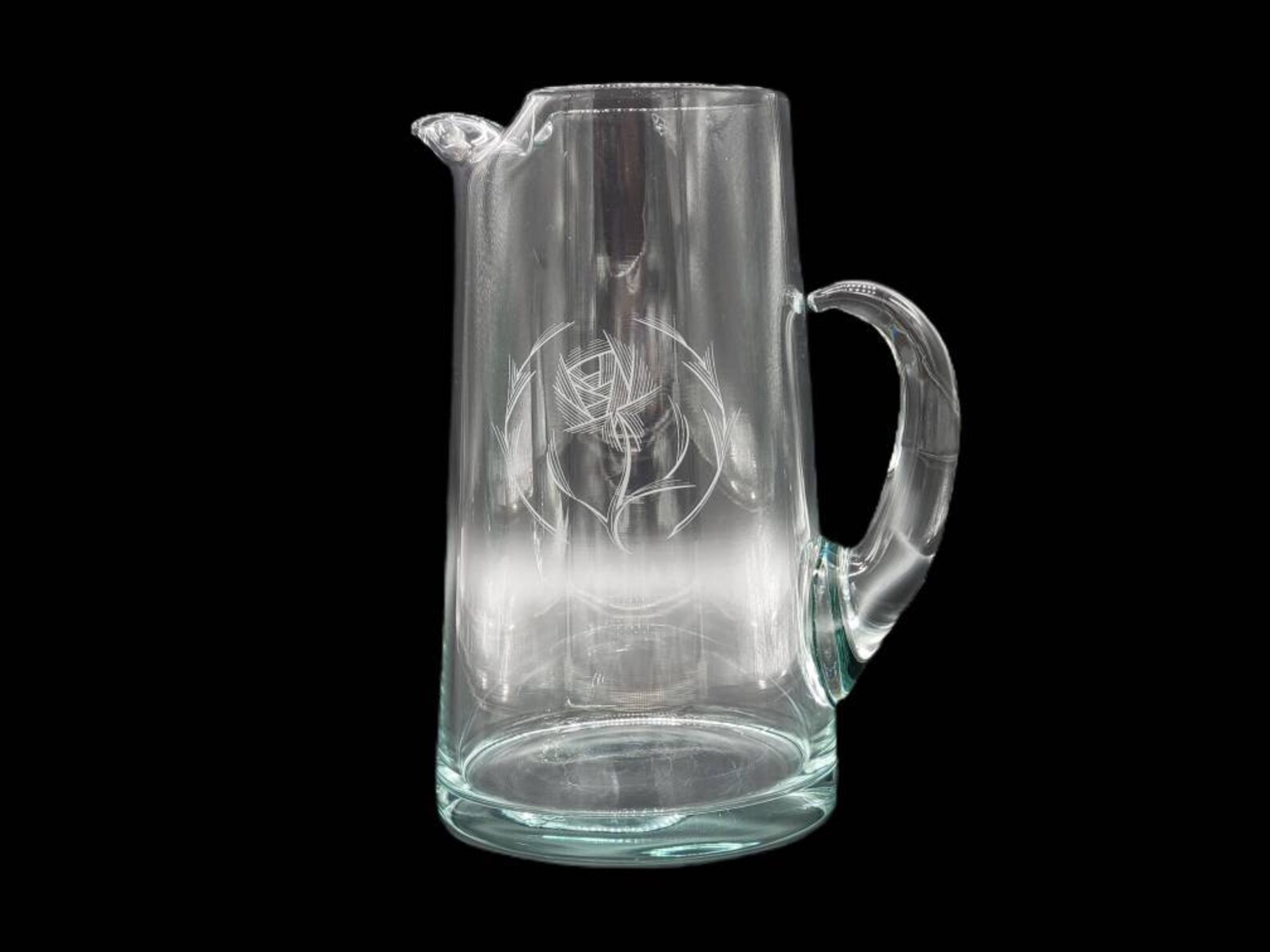 Etched Glass Cocktail Pitcher Art Deco Style Rose Design - Etsy