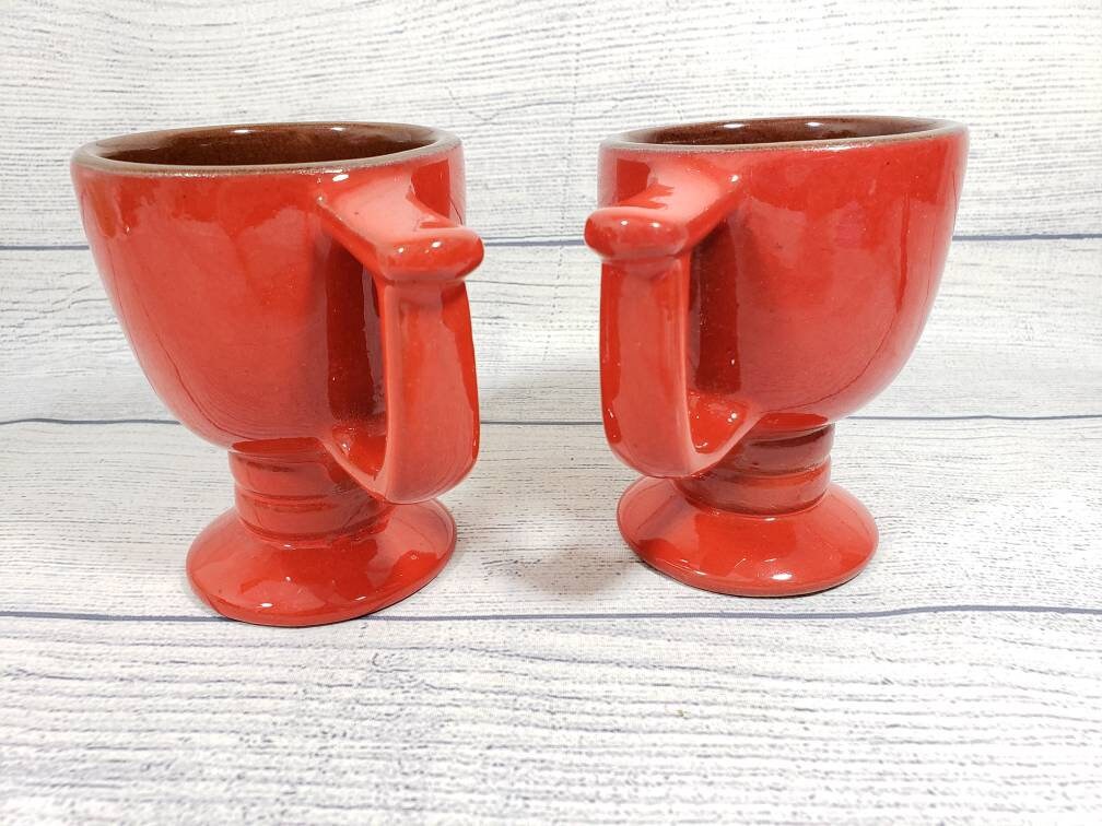 Frankoma Flame Red Pedestal Cups Cappuccino Cups Set of 2 - Etsy