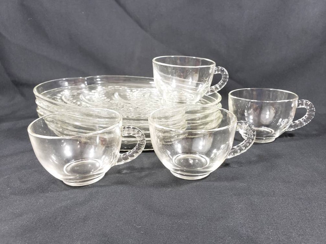 Vintage Federal Glass Homestead Snack Set in Original Box Set | Etsy