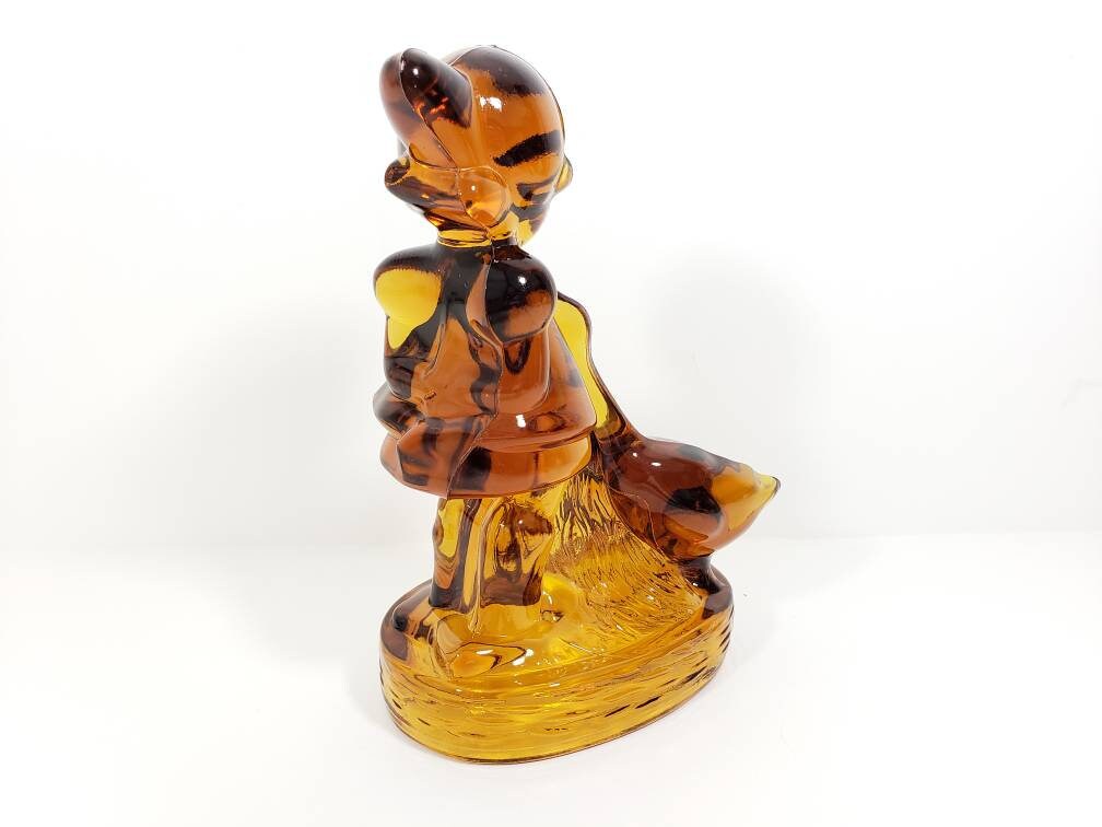Amber Glass Girl Figurine LE Smith Girl Feeding Geese | Etsy