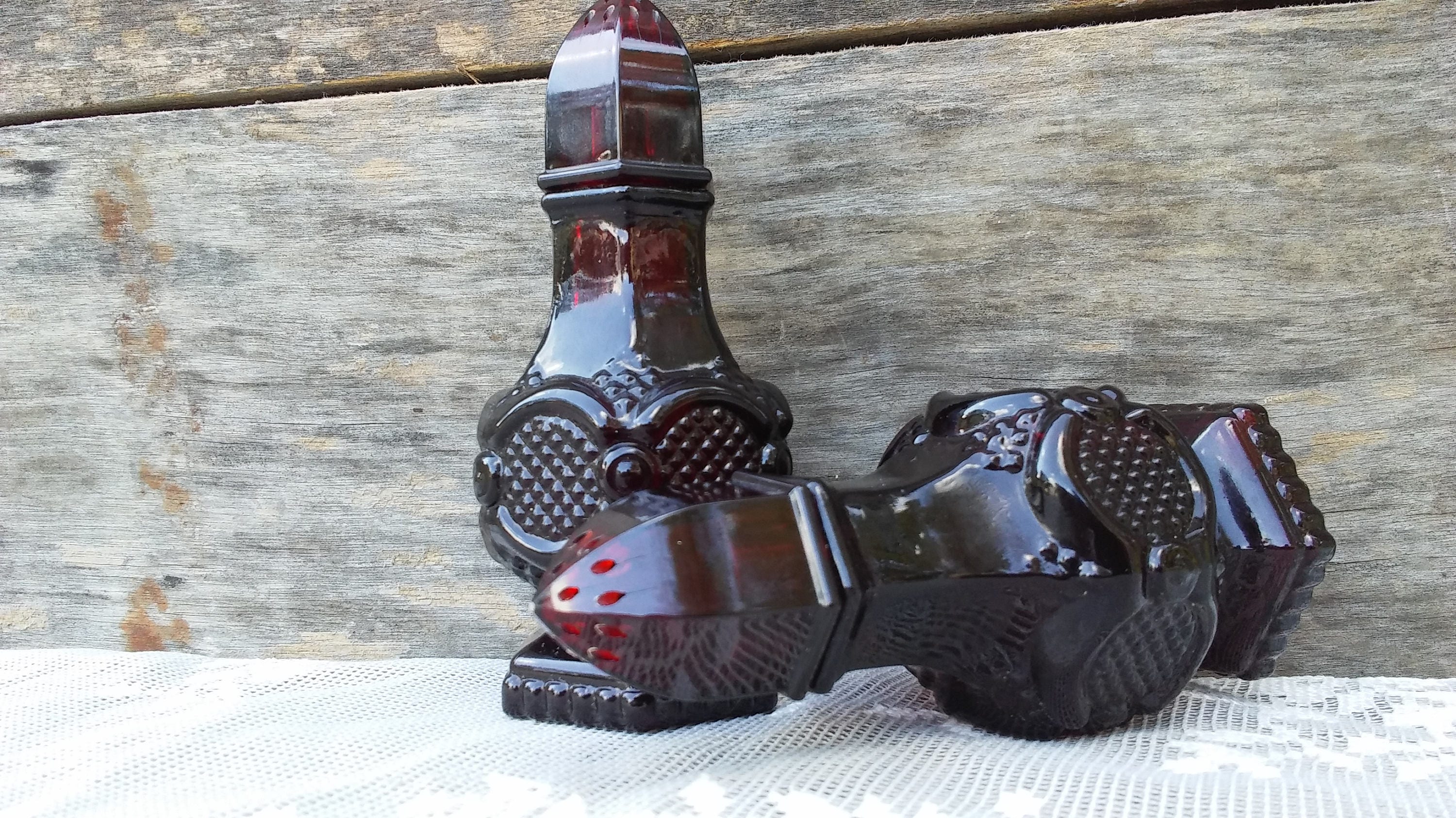 Garnet Red Salt and Pepper Shakers Cape Cod Avon by Wheaton - Etsy