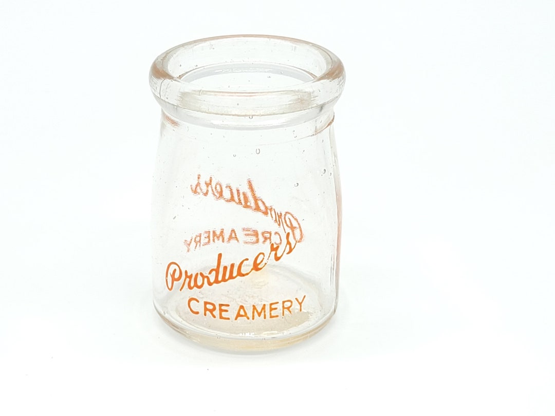 Vintage Glass Cafe Creamer Bottle From Producers Creamery With Red ...