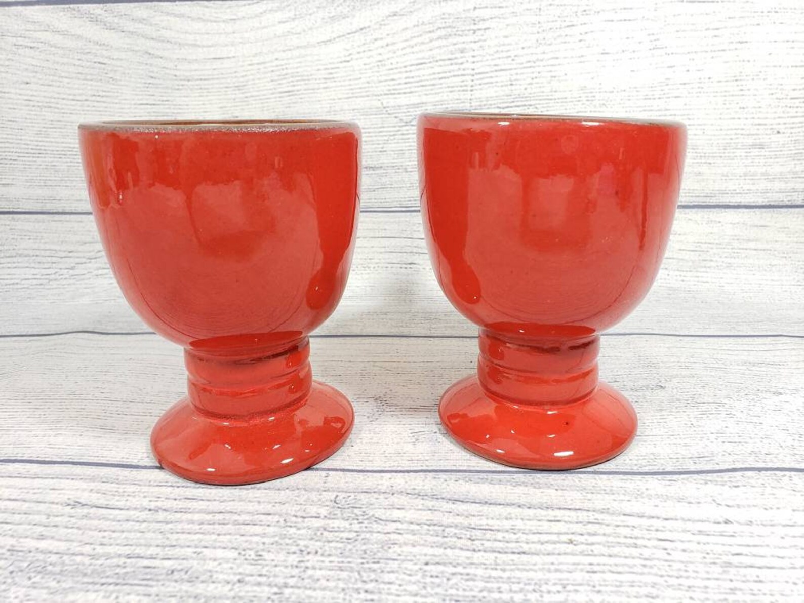 Frankoma Flame Red Pedestal Cups Cappuccino Cups Set of 2 - Etsy