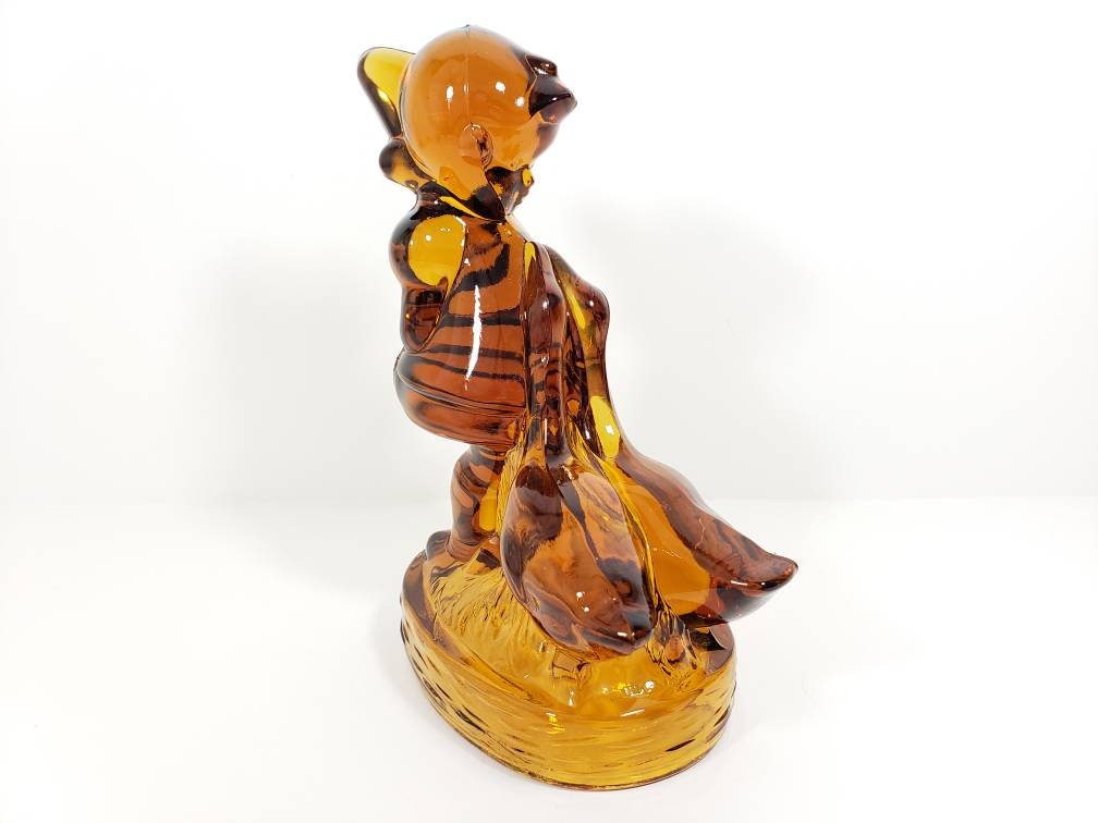 Amber Glass Girl Figurine LE Smith Girl Feeding Geese | Etsy