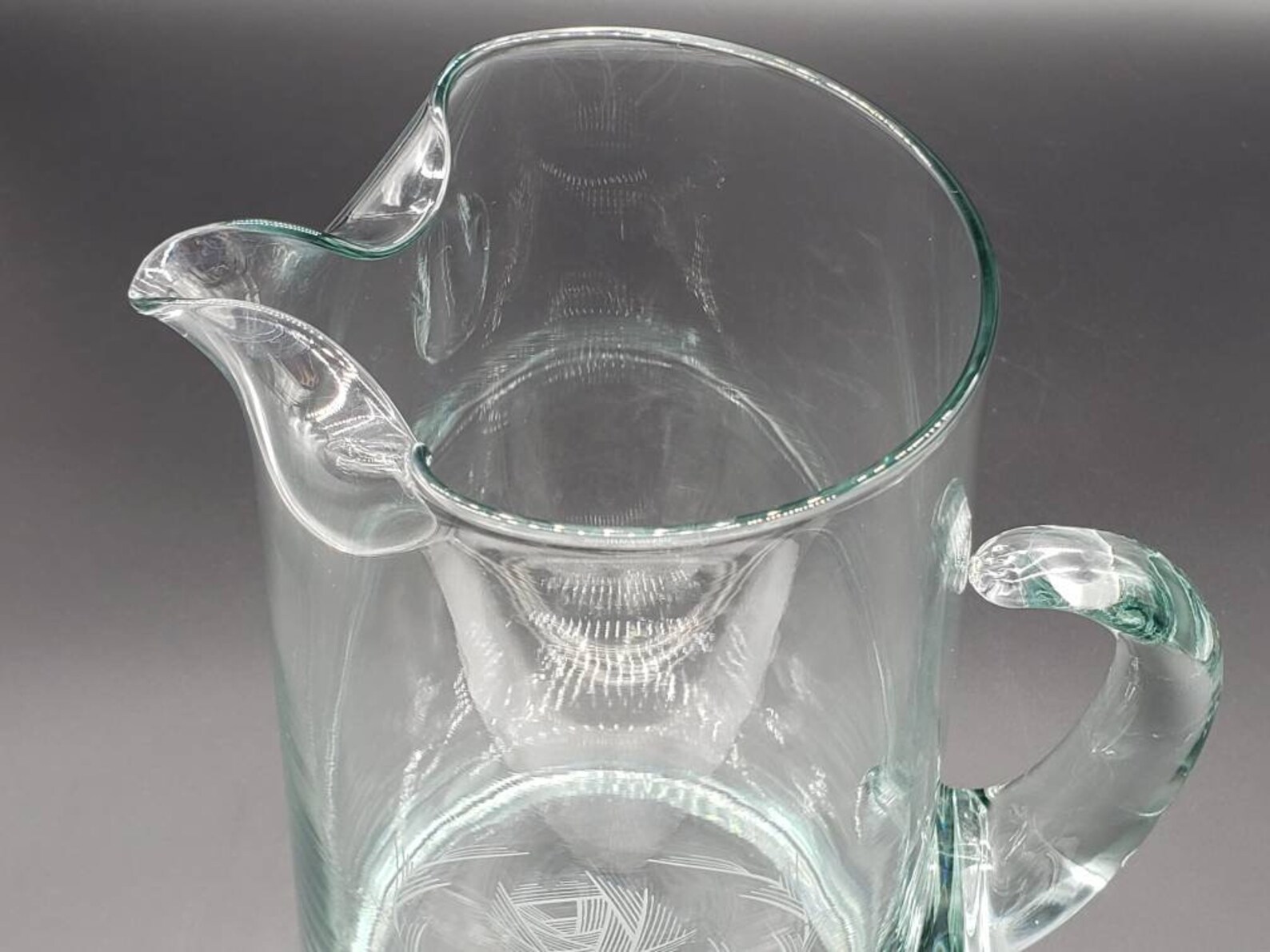 Etched Glass Cocktail Pitcher Art Deco Style Rose Design - Etsy
