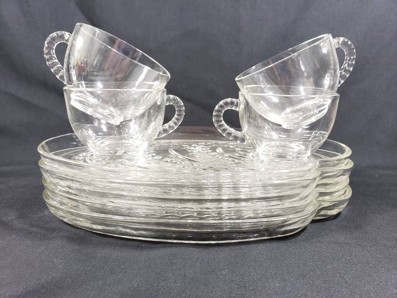 Vintage Federal Glass Homestead Snack Set in Original Box Set | Etsy