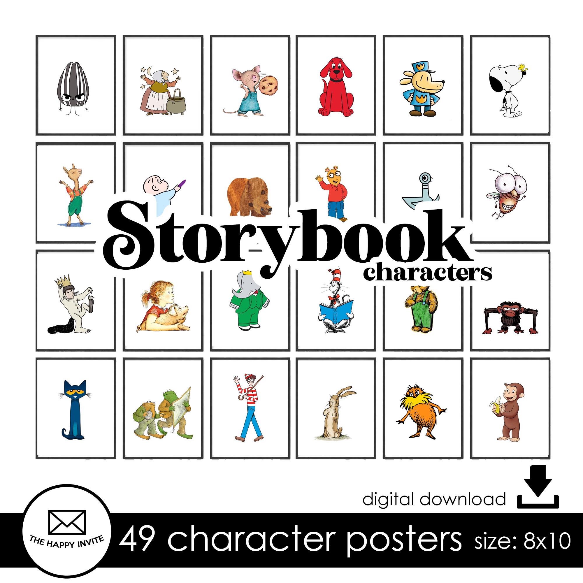 Storybook Character Poster Prints 8x10 Digital Instant Download Library ...