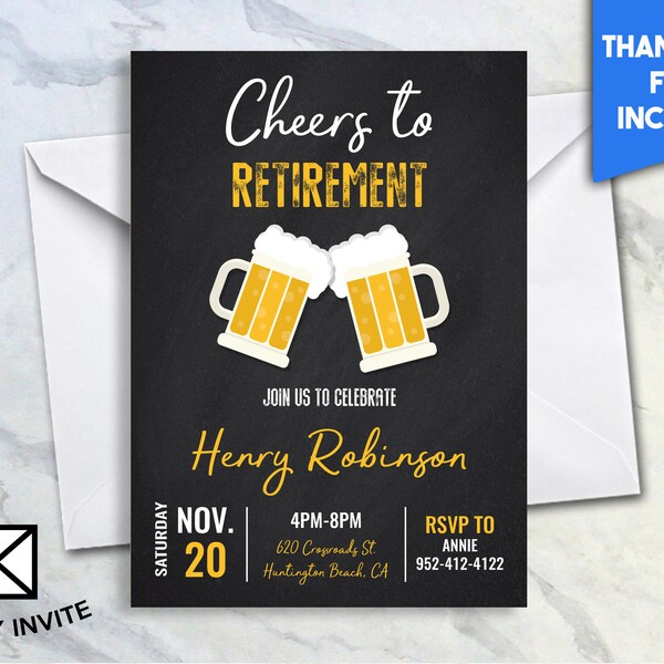 Cheers and Beers Retirement Invitation - Etsy