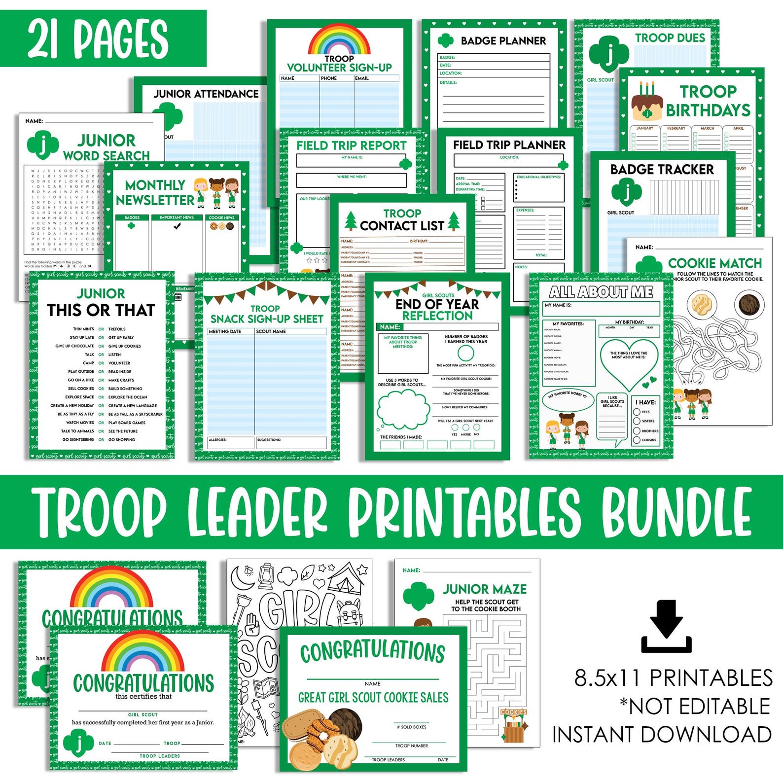 Junior Leader Bundle Digital Printable Organizer Scout Set Instant ...