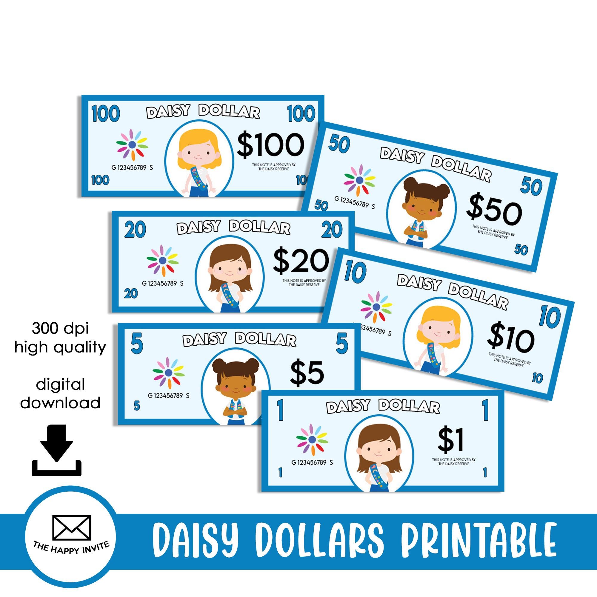 Daisy Dollars Printable Troop Finance Lesson Digital Instant Download Scout Prints Blue Bucks - Etsy