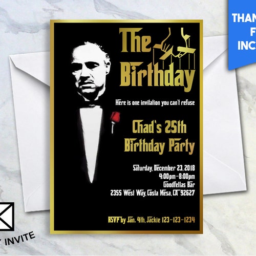 Godfather Birthday Invite Invitation 5x7 Digital Personalized Man's ...