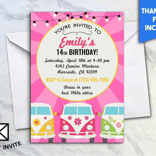 Vw Bus Birthday Invitation - Etsy