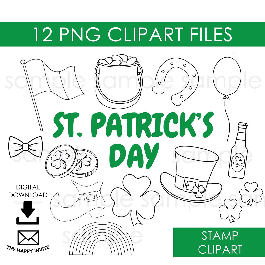 St. Patrick's Day Stamp Clipart PNG Digital Instant Download Irish ...