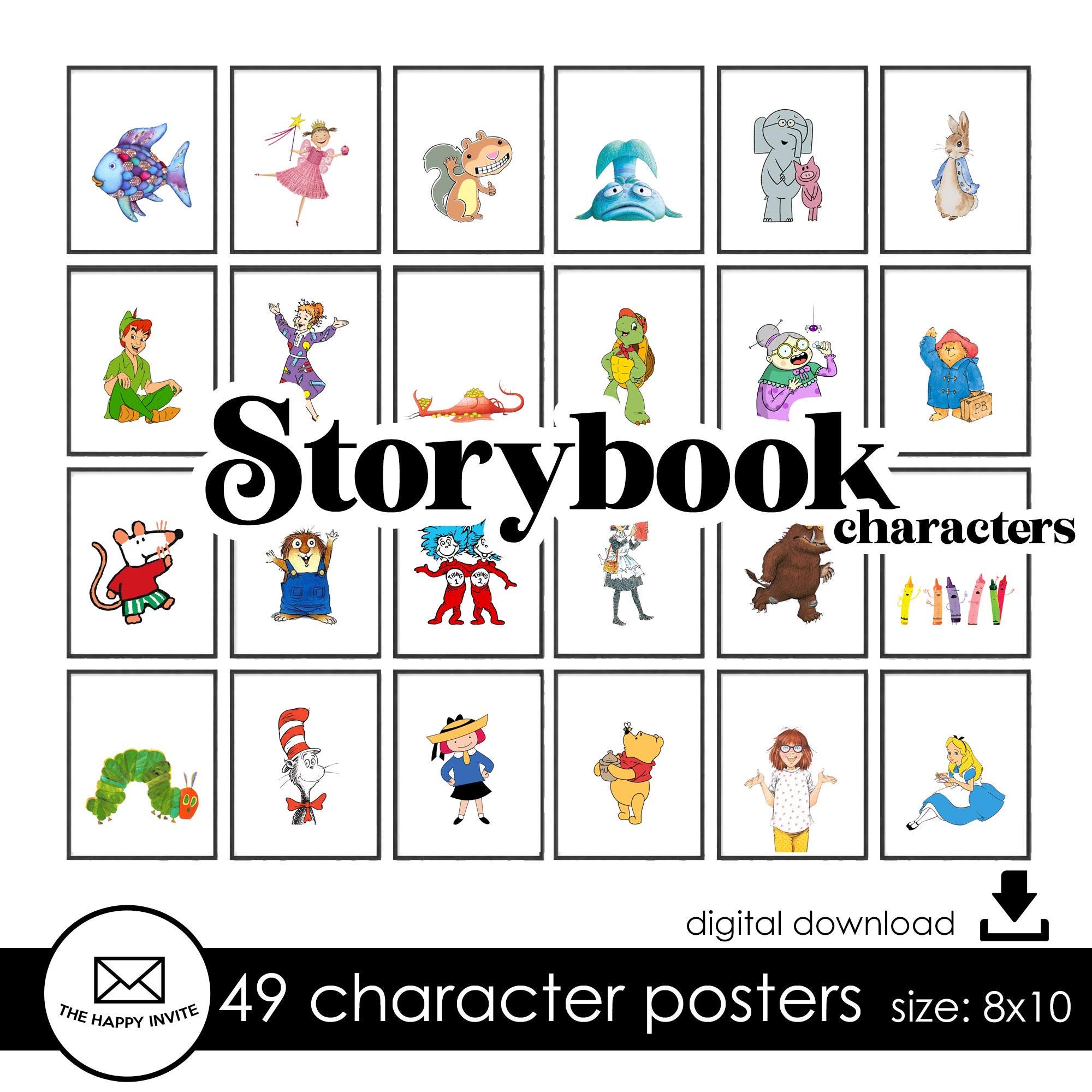 Storybook Character Poster Prints 8x10 Digital Instant Download Library ...