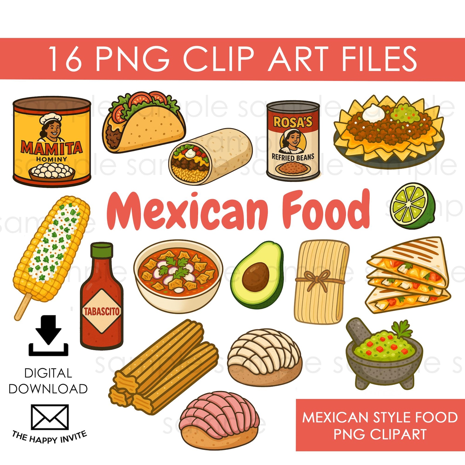 Mexican Food Clipart PNG Images Clip Art Digital Instant Download ...