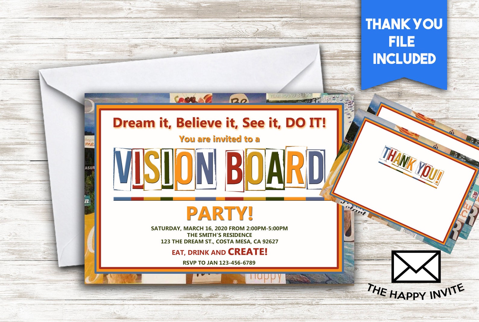 Vision Board Party 7x5 Digital Personalized File New Years Party ...