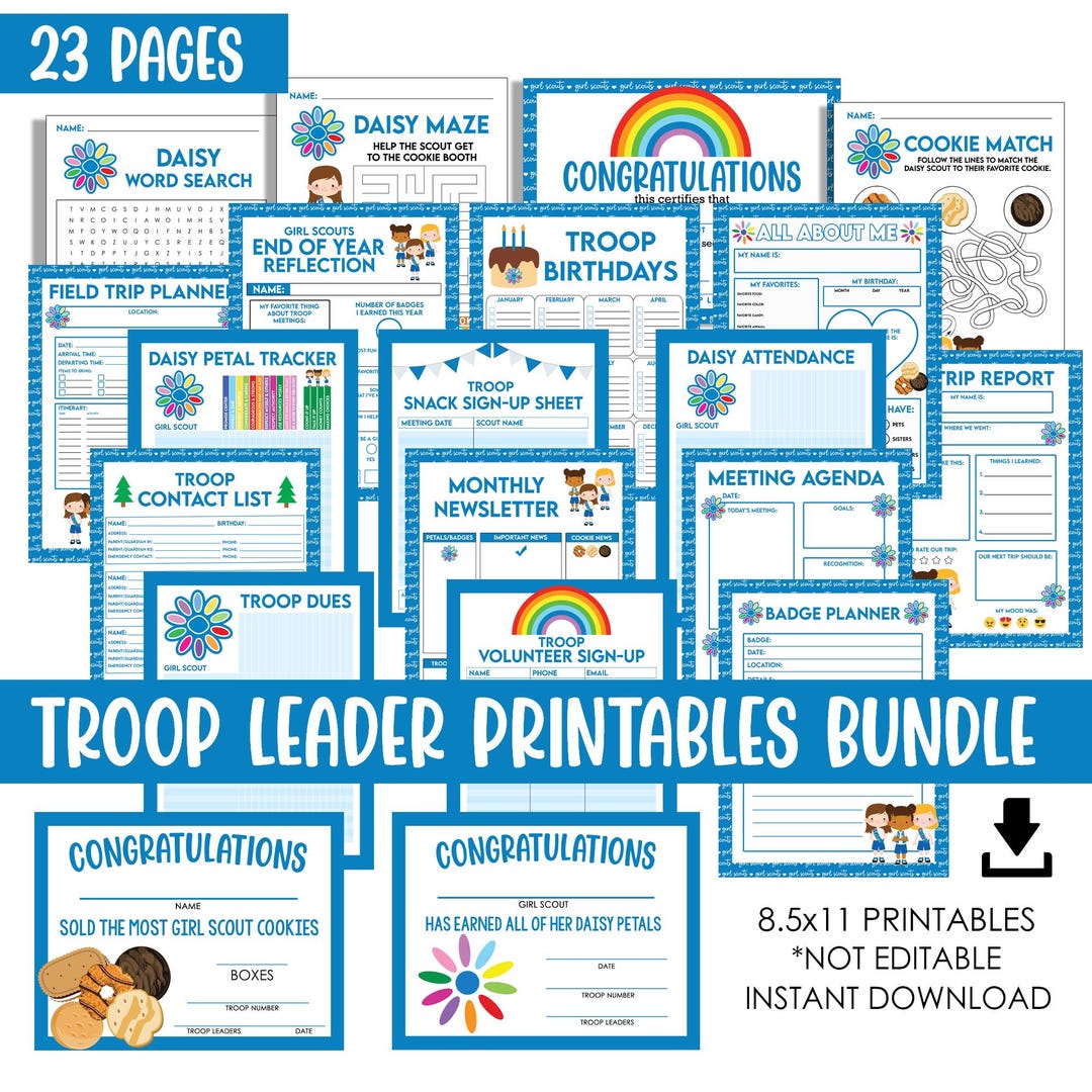 Daisy Leader Bundle Printables Organizer Pages Prints Scout Blue ...