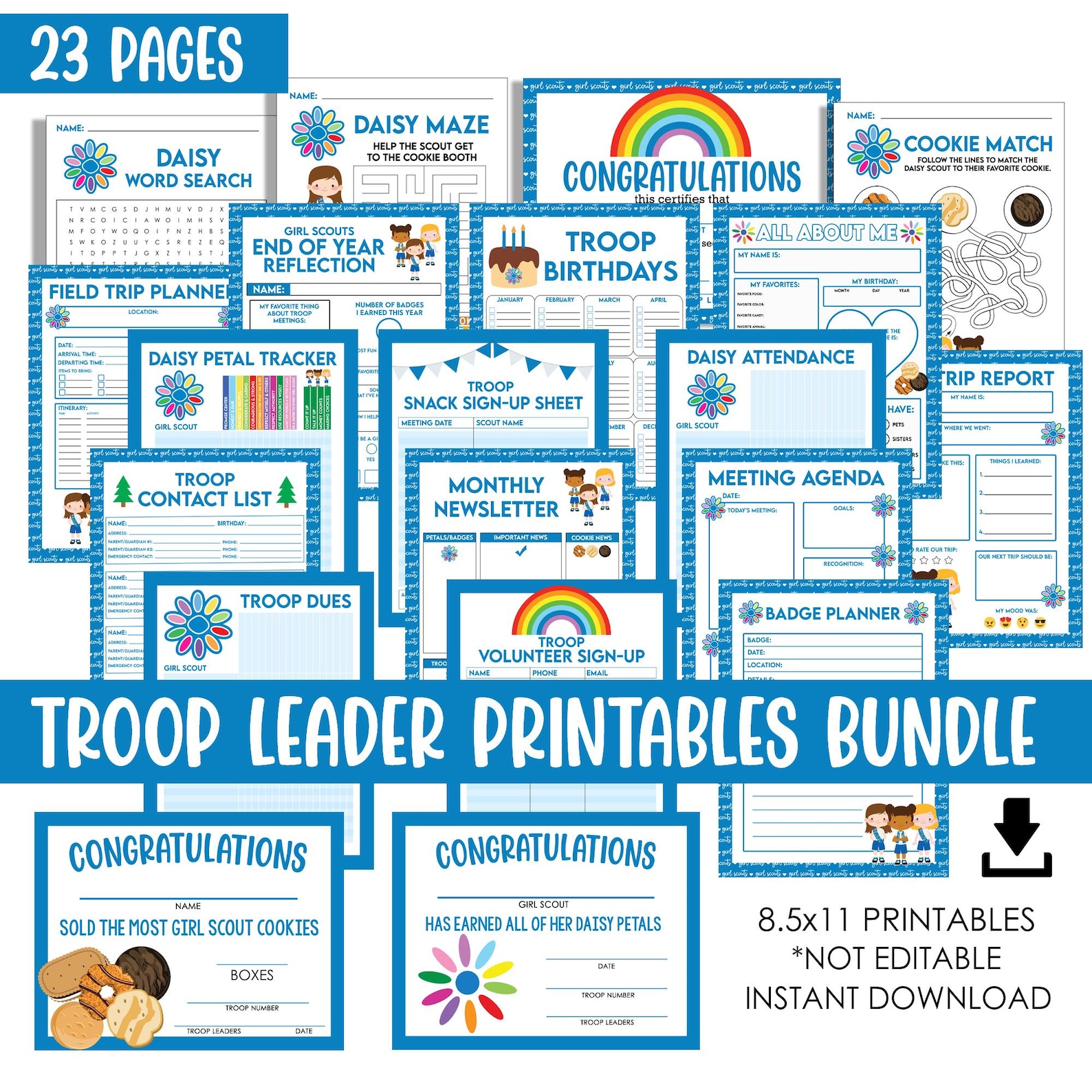 Daisy Leader Bundle Printables Organizer Pages Prints Scout Blue ...