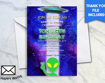 Area 51 Alien Birthday Invite 7x5 Digital Personalized | Etsy