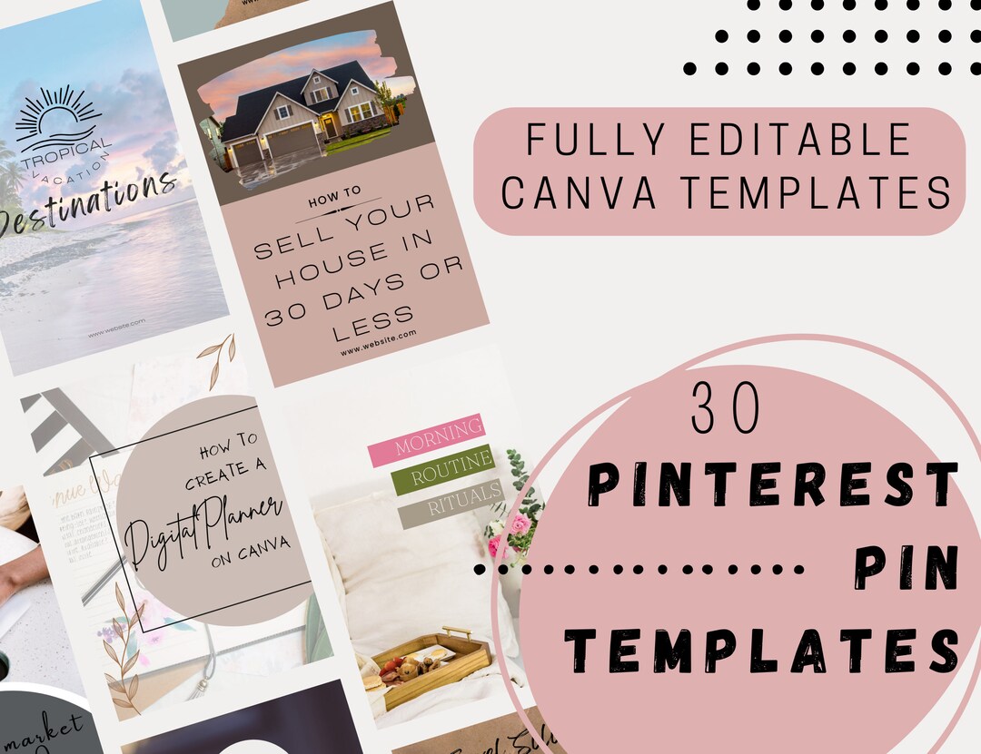 30 Pinterest Pin Templates Canva Pins Editable Blog Marketing - Etsy