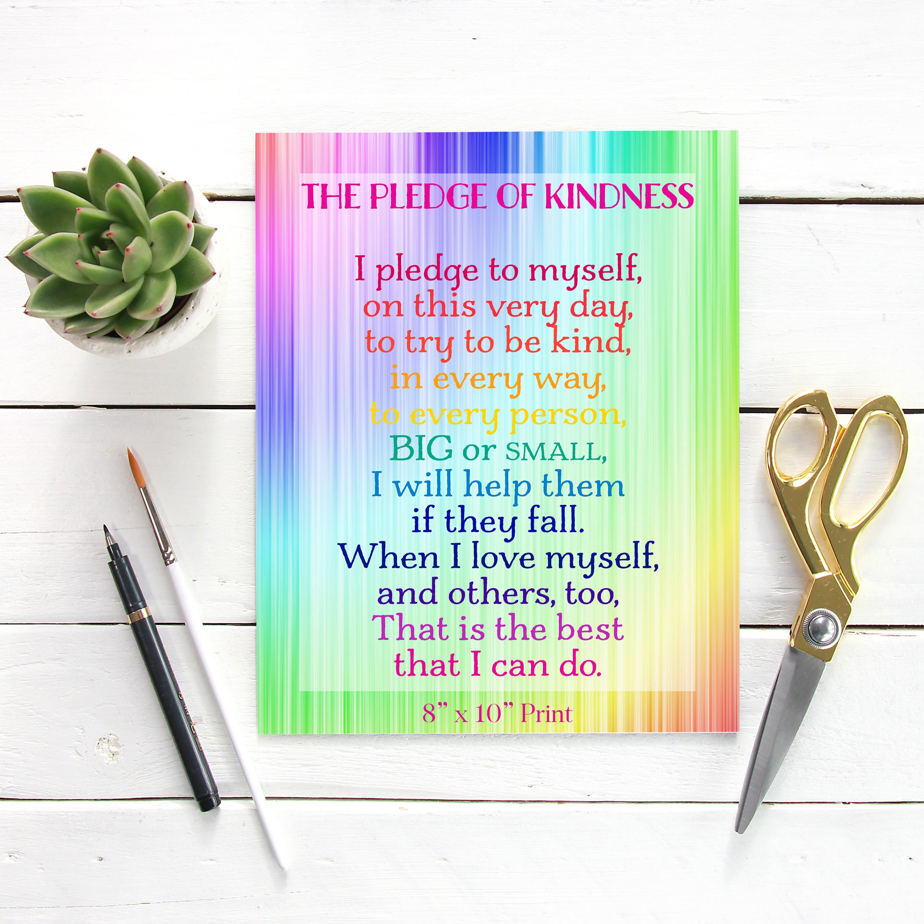 The Pledge of Kindness To Help Others Rainbow Print | Etsy