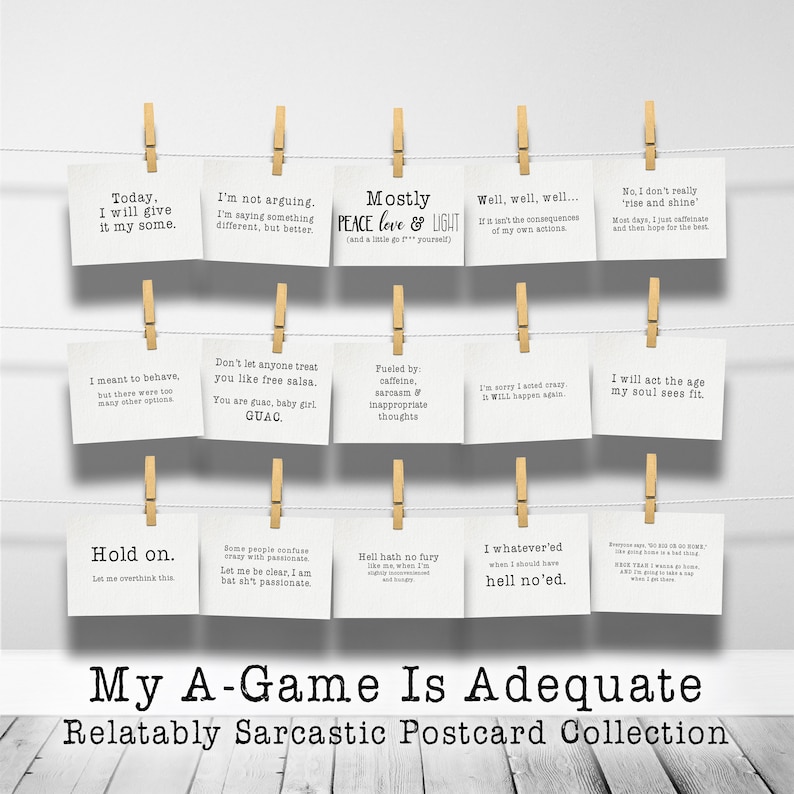 My A-game is Adequate Relatably Sarcastic Postcard Collection - Etsy