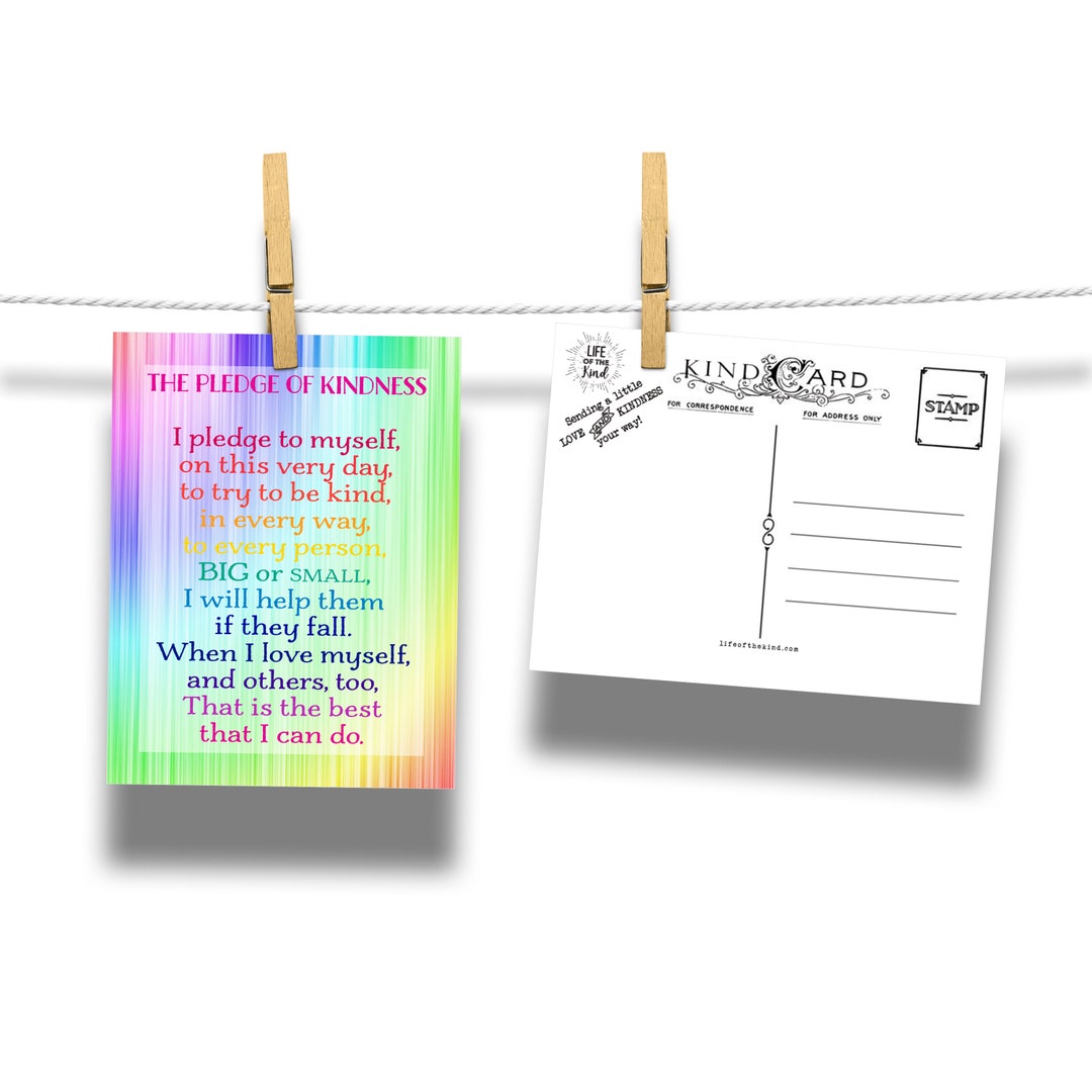 The Pledge of Kindness to Help Others Rainbow Postcard 20-card Pack ...