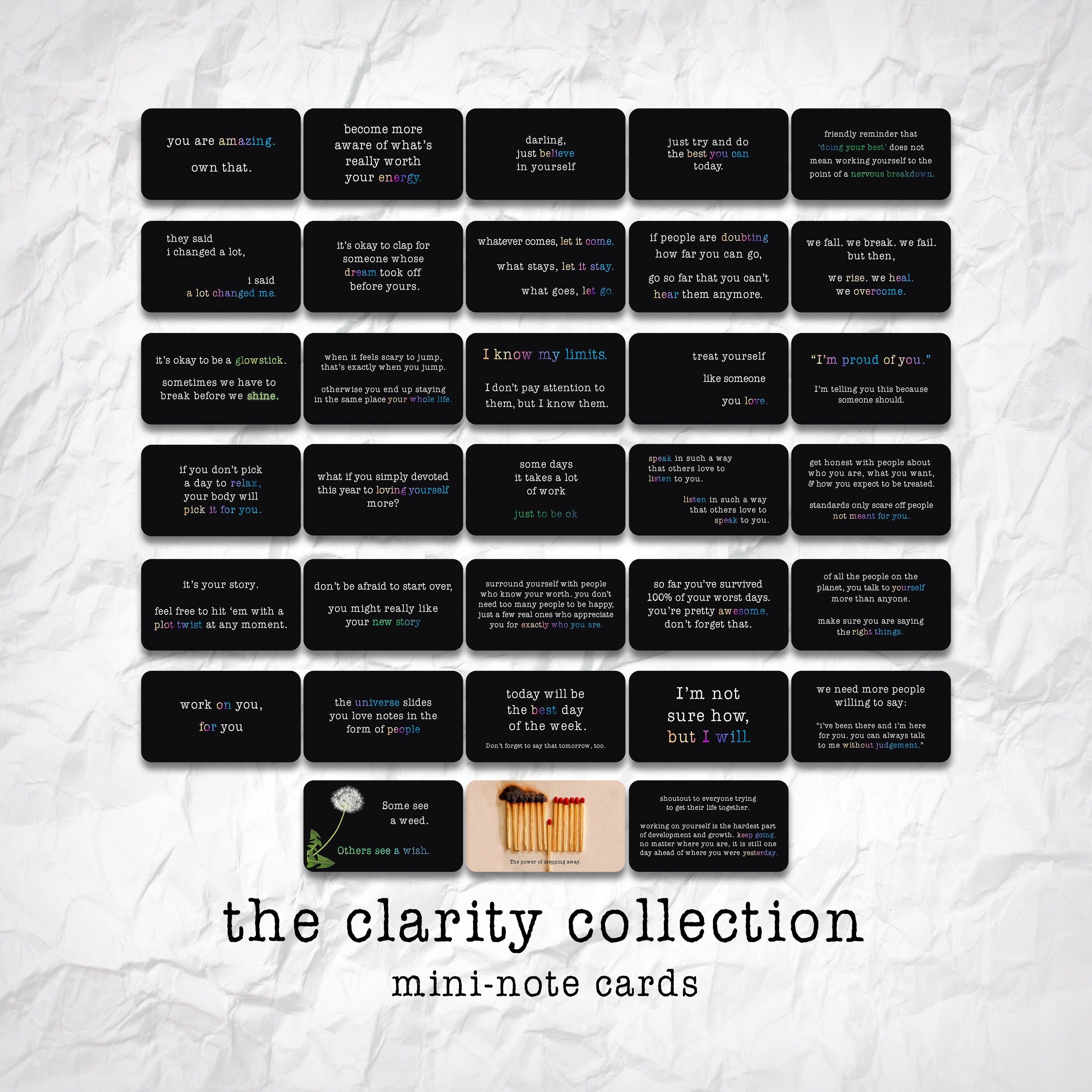 The Clarity Collection 33-card Mini-note Card Set of - Etsy