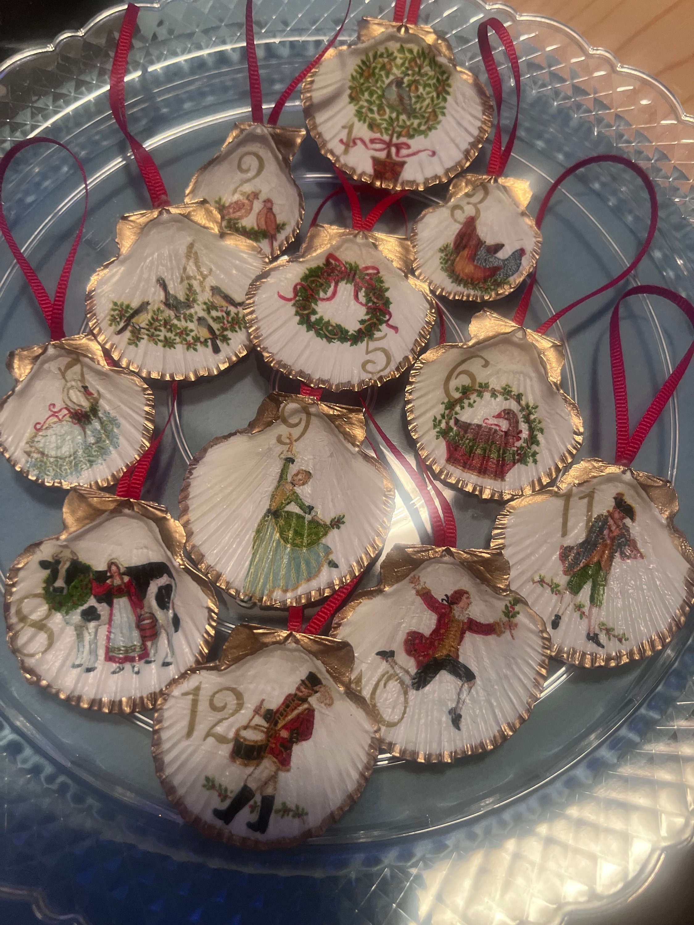 12 Days of Christmas Scallop Shells Ornaments - Etsy