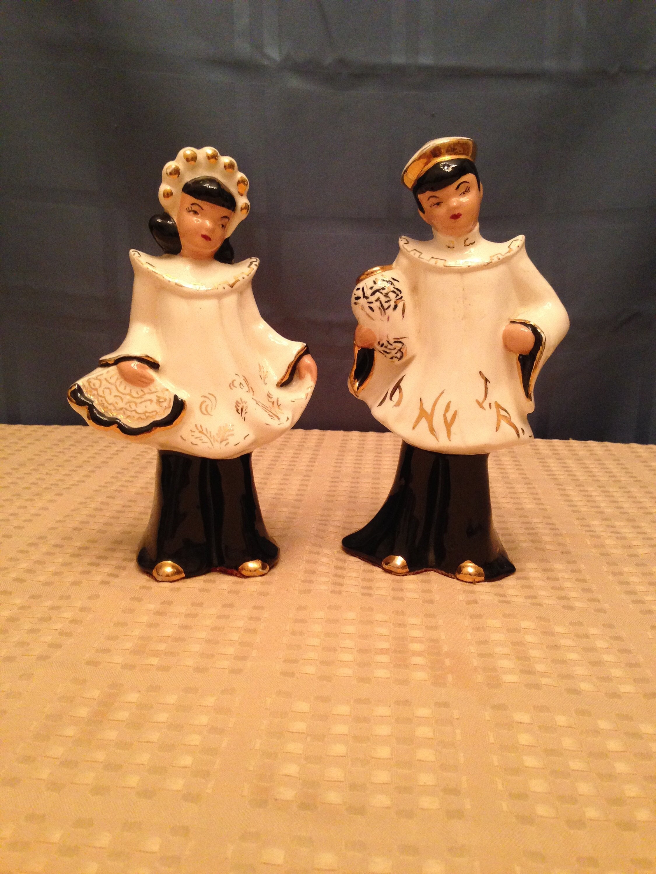 Asian boy and girl ceramic figurines Hollywood regency chinoises ...