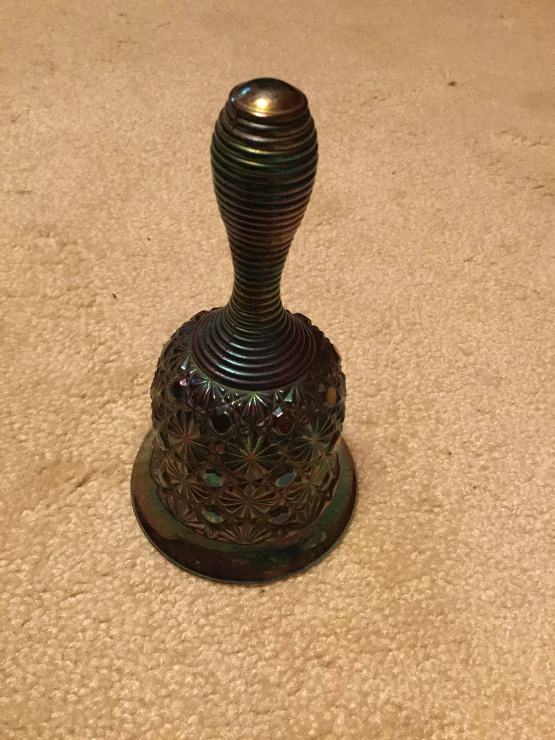 Fenton Dark Blue carnival Glass Bell - Etsy