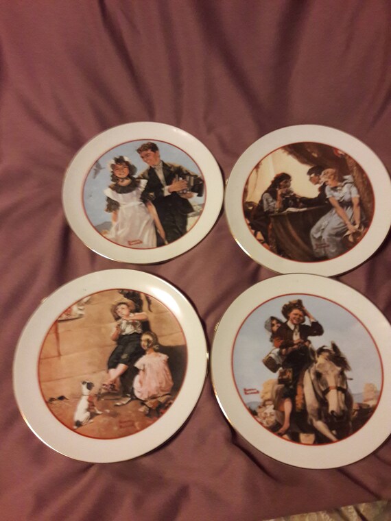 Four Norman Rockwell Plates | Etsy