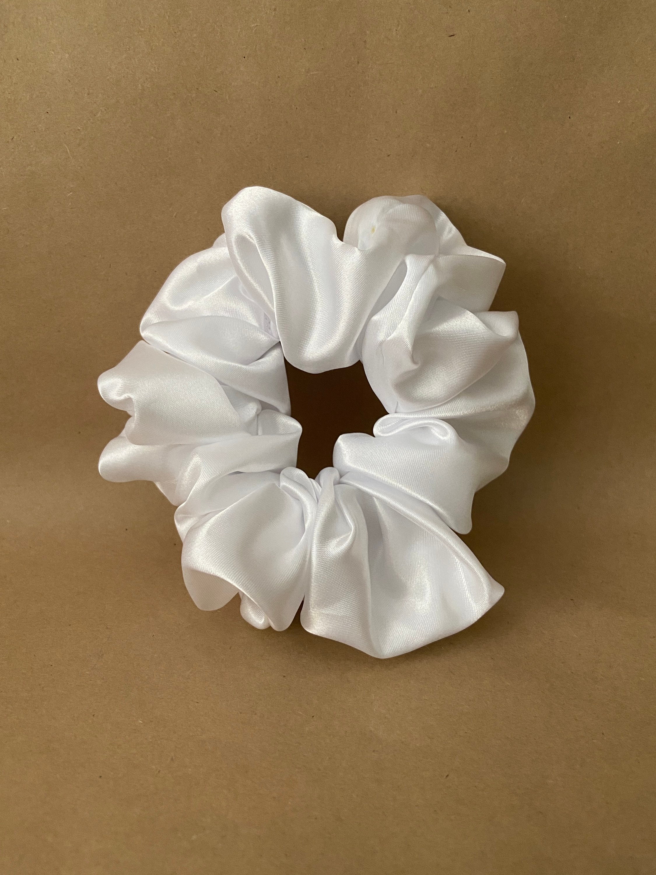 Extra full white satin scrunchie | Etsy