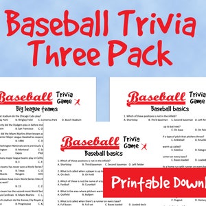 Baseball Trivia Game Bundle Printable PDF Kids Party Game | Etsy