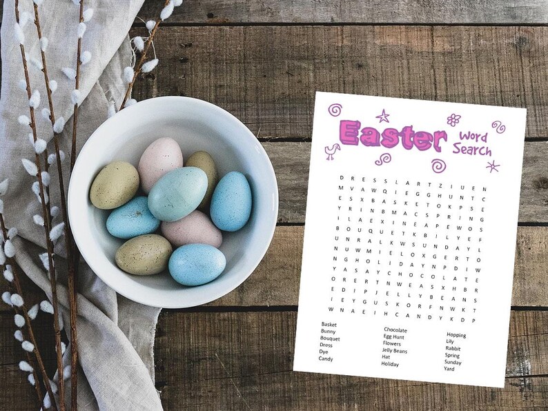 Easter Printable Party Game Bundle Word Search Scramble Puzzle PDF Kids ...