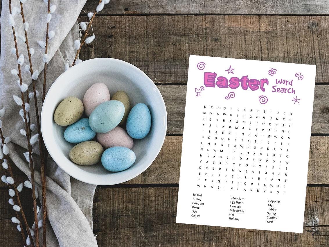 Easter Printable Party Game Bundle Word Search Scramble Puzzle PDF Kids ...