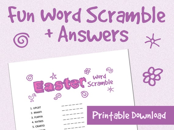 Easter Word Scramble Printable Game Puzzle Activity PDF Kids | Etsy