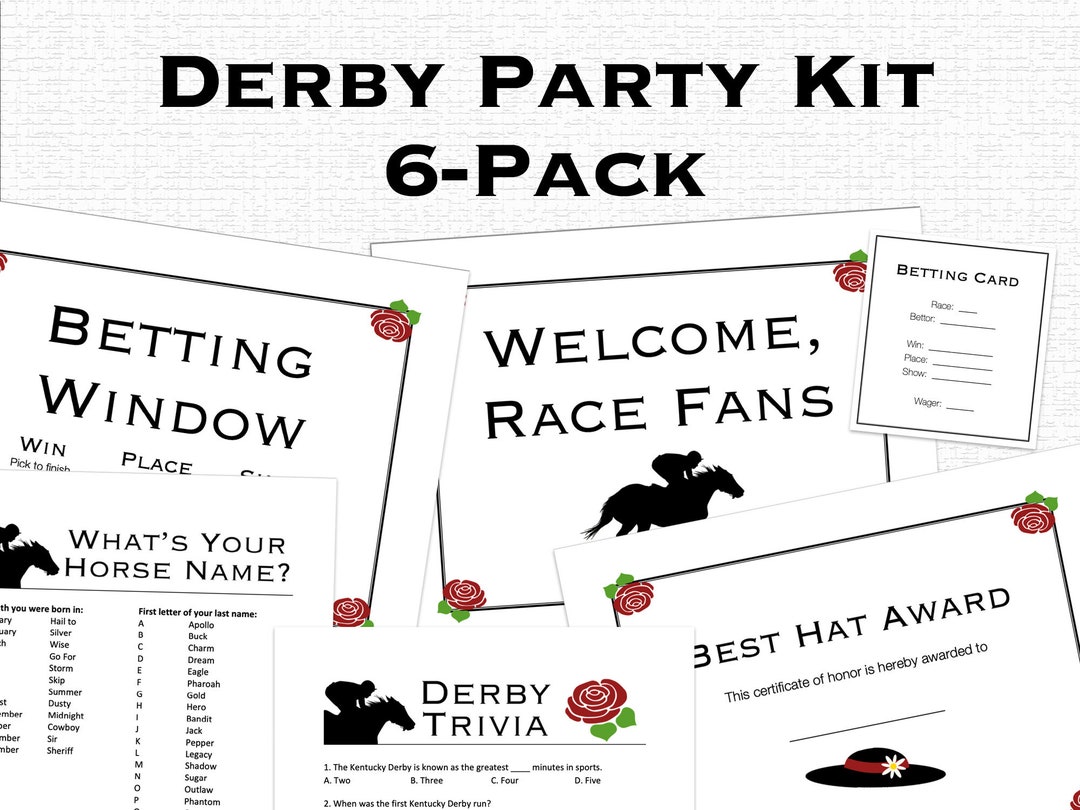Kentucky Derby Party Kit Game Printable Trivia Horse Name Betting Card ...