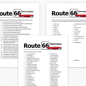 Route 66 Road Trip Game Printable Bundle Vacation Trivia Quiz Word ...