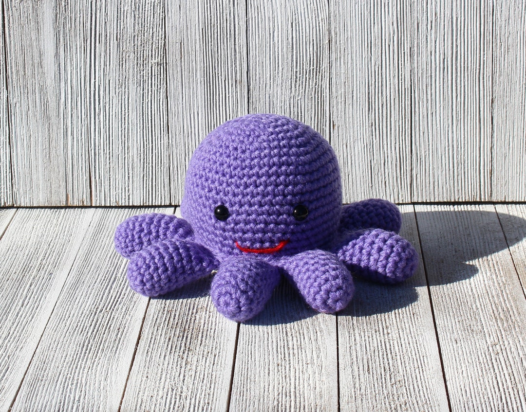 Handmade Crochet Crocheted Little Amigurumi Purple Octopus Toy Gift ...