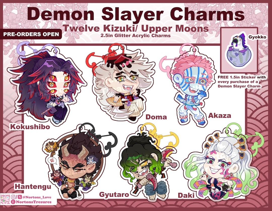 Demon Slayer Upper Moon Acrylic Charms 2.5 Inches - Fan Made [PRE-ORDER ...