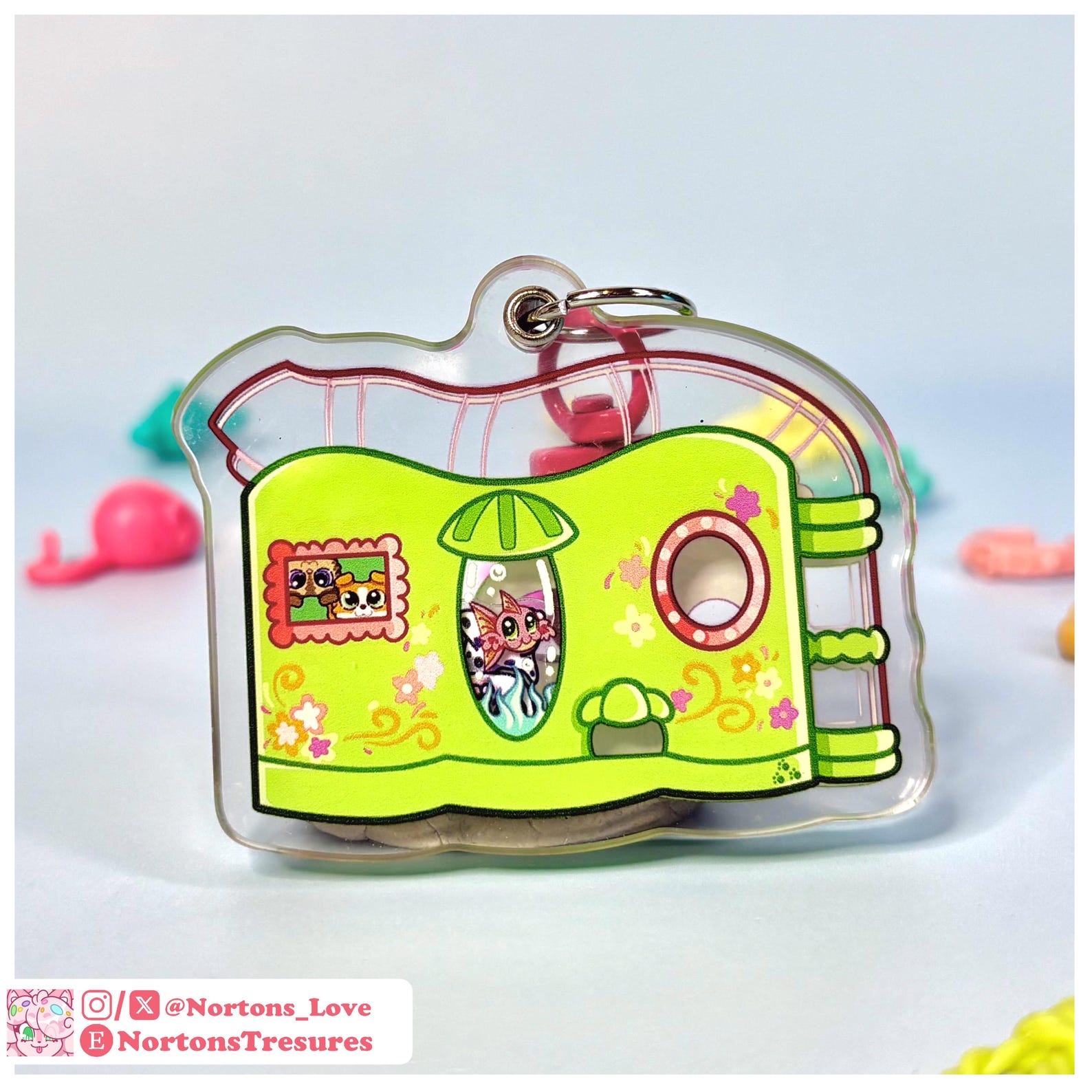 Pet Playhouse - Fan Art Acrylic Shaker Charms 2.5 Inches - Childhood ...