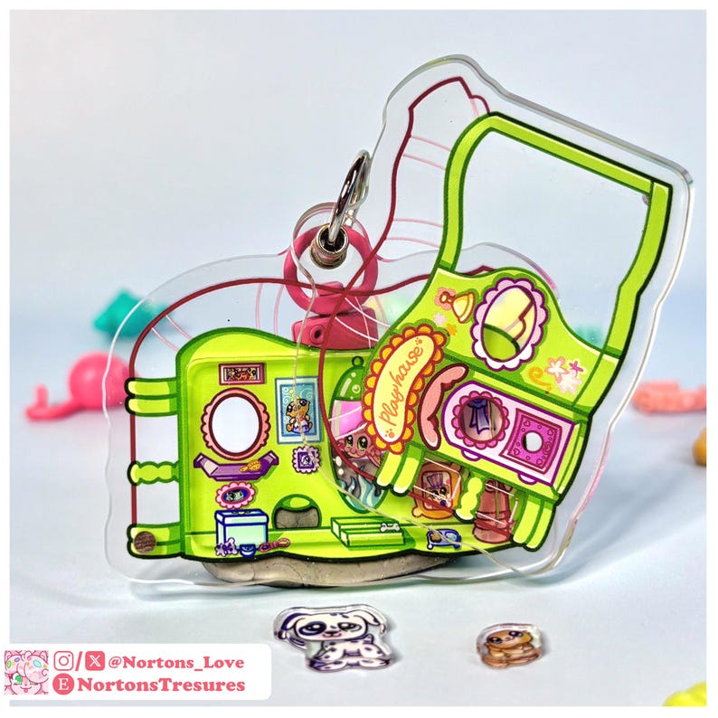 Pet Playhouse - Fan Art Acrylic Shaker Charms 2.5 Inches - Childhood ...